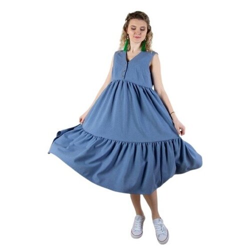 Платье Мамуля Красотуля, размер 50-52, синий, голубой