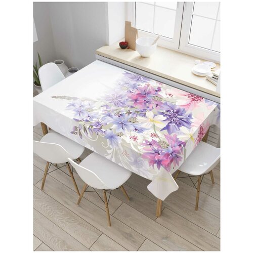 Скатерть прямоугольная JoyArty на кухонный стол "В цветочный мир" из оксфорда, 120x145 см