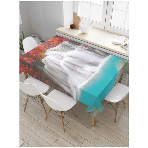Скатерть прямоугольная JoyArty на кухонный стол "Водопадный пейзаж" из оксфорда, 180x145 см