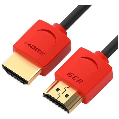 Кабель SLIM HDMI 2.0 Ultra HD 4K 60Hz 3D 18.0 Гбит/с для PS4 Xbox One Smart TV телевизора 24K GOLD (GCR-HM502), черный; красный, 0.5м