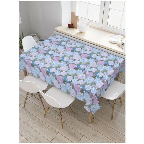 Скатерть прямоугольная JoyArty на кухонный стол "Цветные гортензии" из оксфорда, 180x145 см