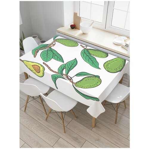 Скатерть прямоугольная JoyArty на кухонный стол "Авокадо на ветке" из оксфорда, 180x145 см