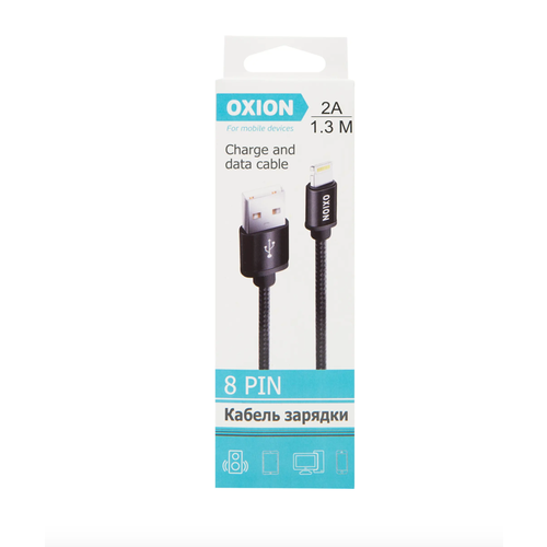 Кабель Oxion USB-Lightning 1.3 м 2 A цвет черный