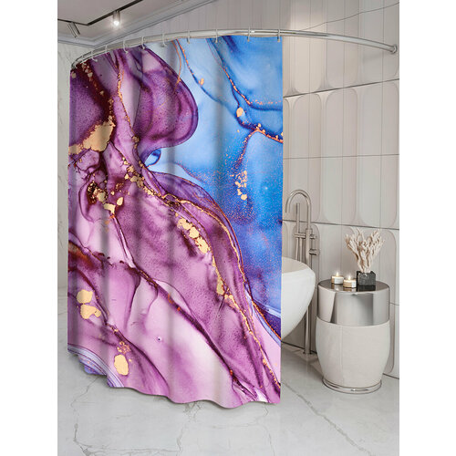 Штора для ванной "Сиреневые фантазии",170x200 см с кольцами