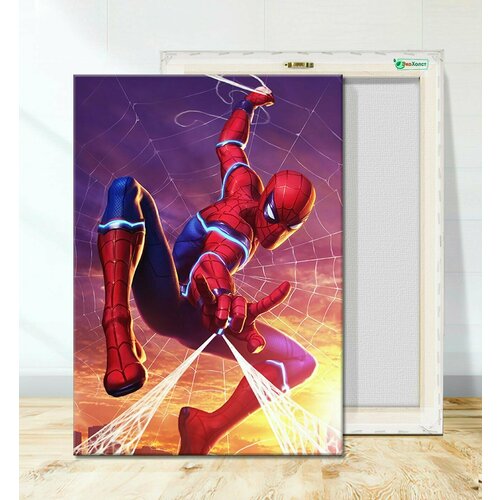 Картина на холсте для интерьера Человек Паук Spider Man Marvel супергерои 3 20х30