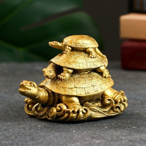 Хорошие сувениры Фигура "3 черепахи" старое золото, 8х11х7см