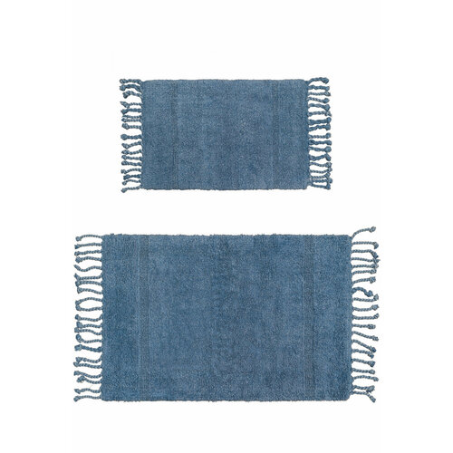 Комплект ковриков 60*90; 40*60 см для ванной, для туалета, синий Irya Bath Paloma-Denim Blue