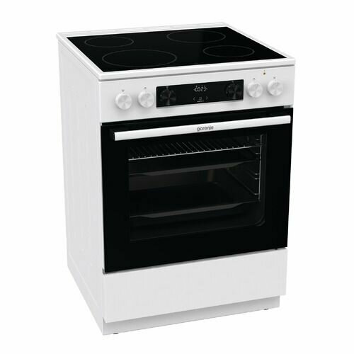 Электрическая плита Gorenje GEC6C40WD, стеклокерамика, без крышки, белый