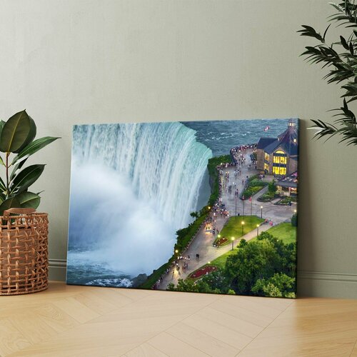 Картина на холсте (Ниагарский водопад) 40x60 см. Интерьерная, на стену.