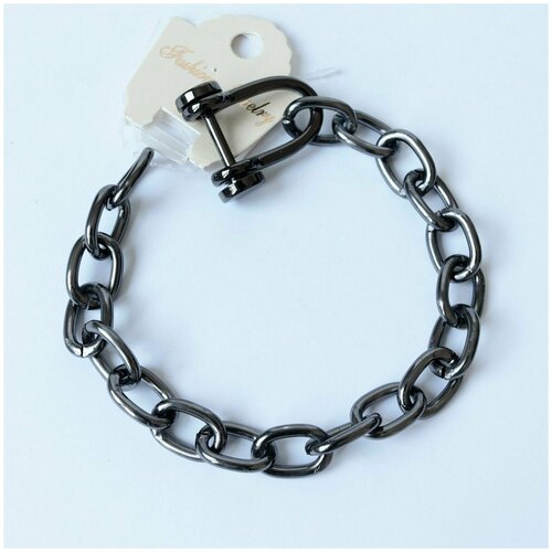Браслет-цепочка Fashion jewelry, 1 шт., размер 22 см, черный