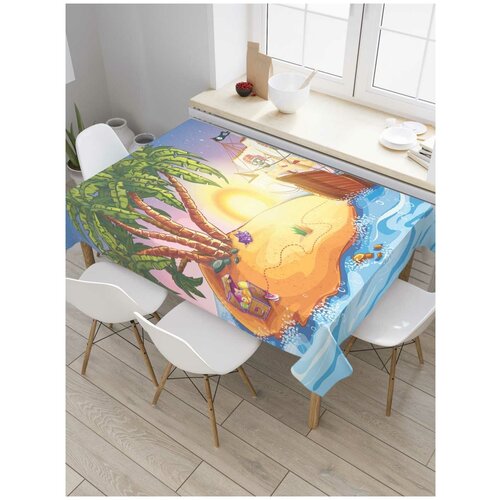 Скатерть прямоугольная JoyArty на кухонный стол "Пираты прячут клад" из оксфорда, 180x145 см