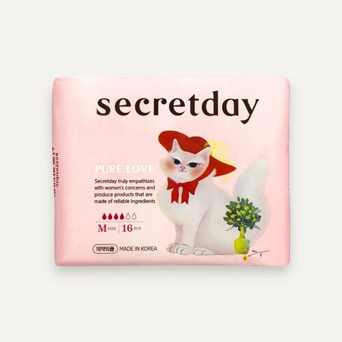 Secret Day Pure Love Дышащие хлопковые прокладки (24,5 см) 16шт