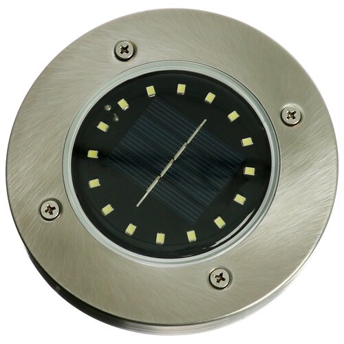 Luazon Lighting светильник грунтовый герметичный светодиодный на солнечной батарее 7322816 светодиодный, 5 Вт, цвет арматуры: серебристый, цвет плафона серебристый