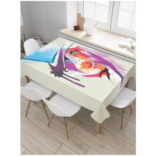 Скатерть прямоугольная JoyArty на кухонный стол "Красочный макияж" из оксфорда, 180x145 см