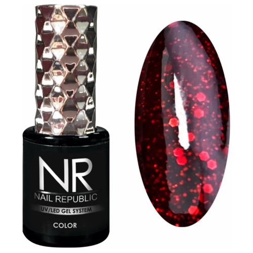 Nail Republic гель-лак для ногтей Color, 10 мл, 10 г, 425 мерцающий красная шпинель