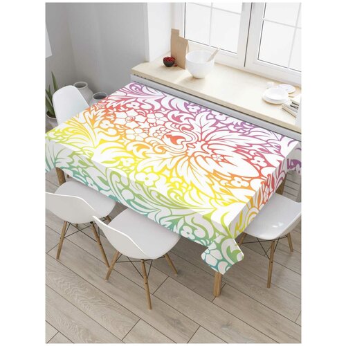Скатерть прямоугольная JoyArty на кухонный стол "Эскиз цветов" из оксфорда, 180x145 см