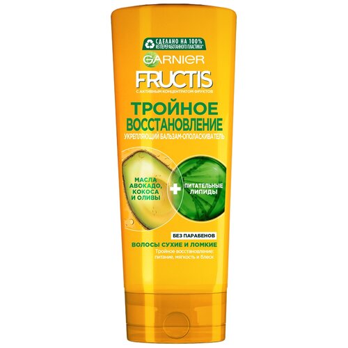 GARNIER Fructis бальзам-ополаскиватель Тройное восстановление Укрепляющий для сухих и поврежденных волос, 387 мл