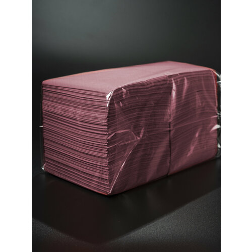 Салфетки бордовые 3 пачки по 400 штук ZELPAPER 24х24 бумажные, однослойные, 100% целлюлоза