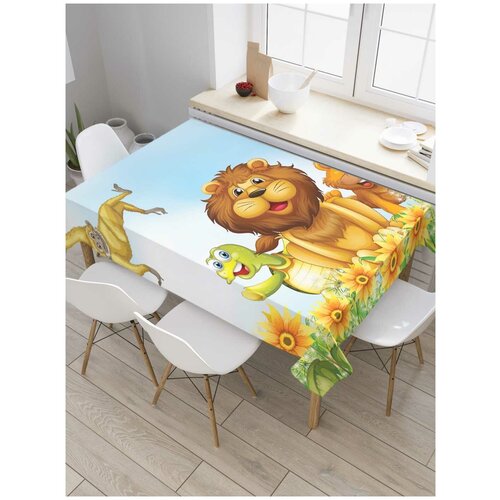 Скатерть прямоугольная JoyArty на кухонный стол "Африканское веселье" из оксфорда, 120x145 см