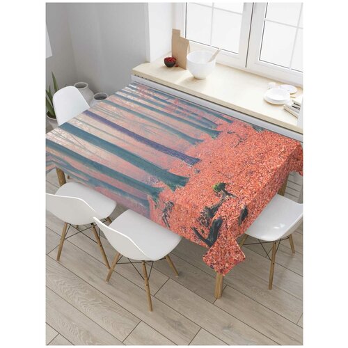 Скатерть прямоугольная JoyArty на кухонный стол "Лес раздумий" из оксфорда, 180x145 см