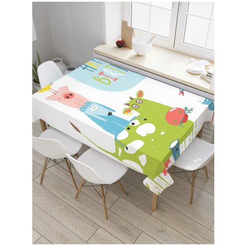 Скатерть прямоугольная JoyArty на кухонный стол "День рождения квартета" из оксфорда, 120x145 см