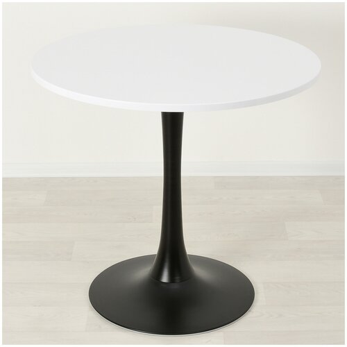 Круглый кухонный стол Tulip 18 белый/черный D75