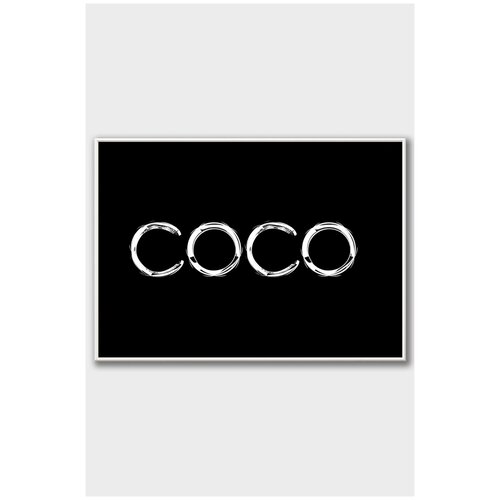 Постер на стену для интерьера Postermarkt Coco Chanel черный, постер в белой рамке 30х40 см, постеры картины для интерьера в белой рамке