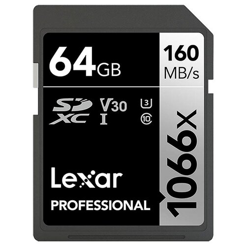 Карта памяти 64Gb - Lexar SDXC Pro Cl10 U3 V30 LSD1066064G-BNNNG