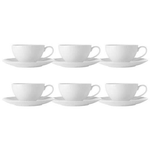 Набор 6 чашек с блюдцами больших Белая коллекция 0.4 л (Maxwell&Williams)
