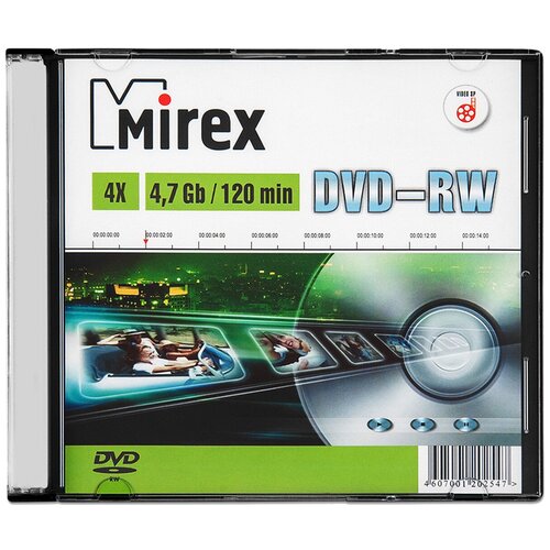 Диск Mirex DVD-RW 4,7Gb 4x, slim box, упаковка 2 шт.