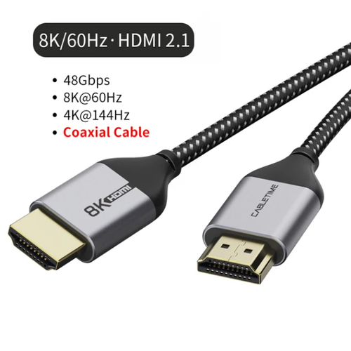 Кабель CABLETIME HDMI 2,1 48Gbps 8K@60Hz 4K@120Hz для ПК, ноутбука, телевизора, Смарт ТВ