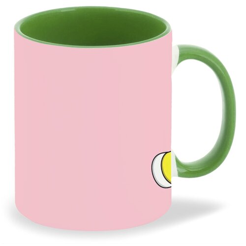 Кружка зеленый CoolPodarok Илюстрация. Рука на розовом фоне