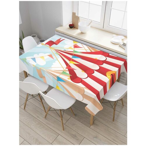 Скатерть прямоугольная JoyArty на кухонный стол "Цирковые флаги" из оксфорда, 120x145 см