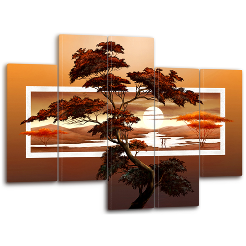 Модульная картина для интерьера / Картина на стену "Дерево в Африканском закате" 80x140 см MK50275