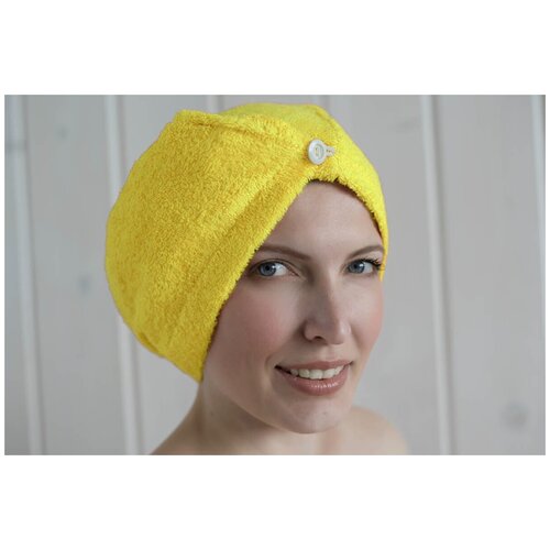 Чалма женская Everliness, махровая шапочка, тюрбан, цвет лимон-желтый