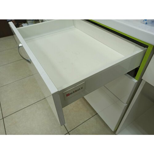 Выдвижной ящик для кухни/ Металлбокс H-84 L-400 белый Комплект