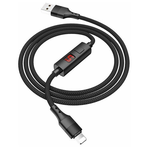 Дата-кабель Hoco S13 USB-Lightning (с дисплеем / таймер), 1.2 м, черный