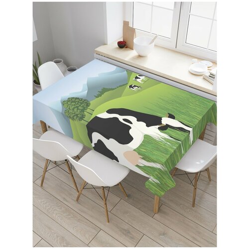 Скатерть прямоугольная JoyArty на кухонный стол "Пастбище на холмах" из оксфорда, 120x145 см