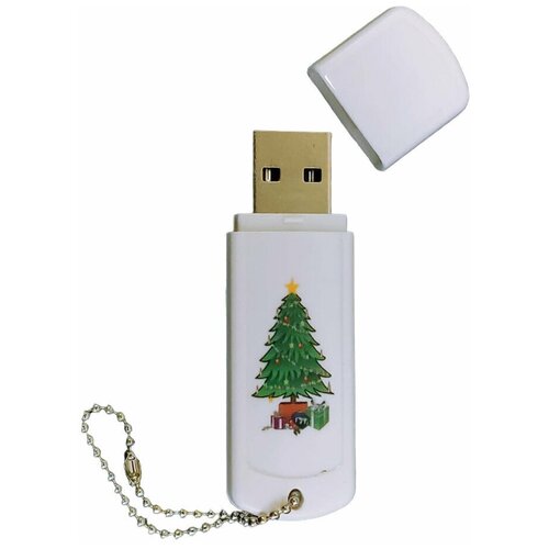 Подарочный USB-накопитель брелок С елочкой новогодняя флешка 64GB
