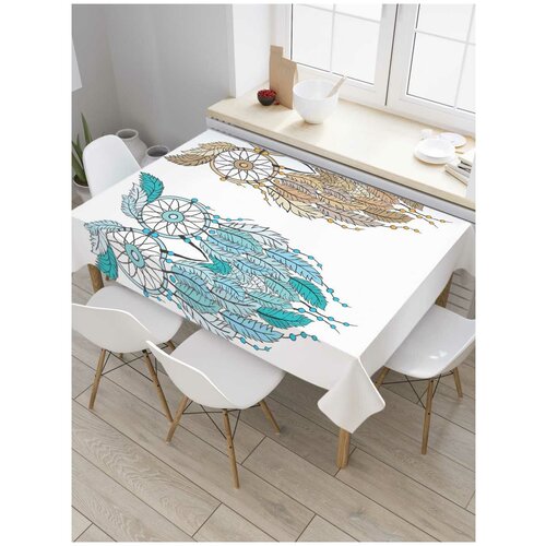 Скатерть прямоугольная JoyArty на кухонный стол "Сова ловец снов" из оксфорда, 180x145 см