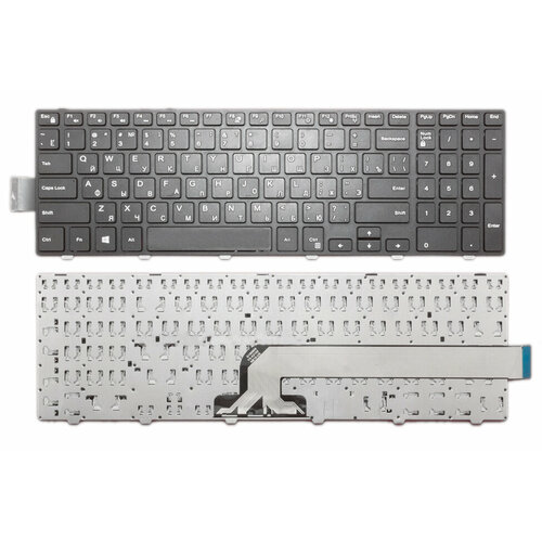 Клавиатура для ноутбука Dell Inspiron 15-5000, русская, черная с черной рамкой, версия 1