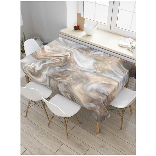 Скатерть прямоугольная JoyArty на кухонный стол "Мраморные вихри" из оксфорда, 180x145 см