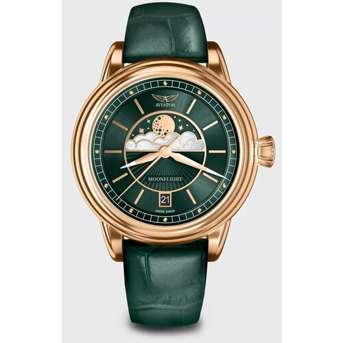 Наручные часы Aviator V.1.33.2.263.4, зеленый, золотой