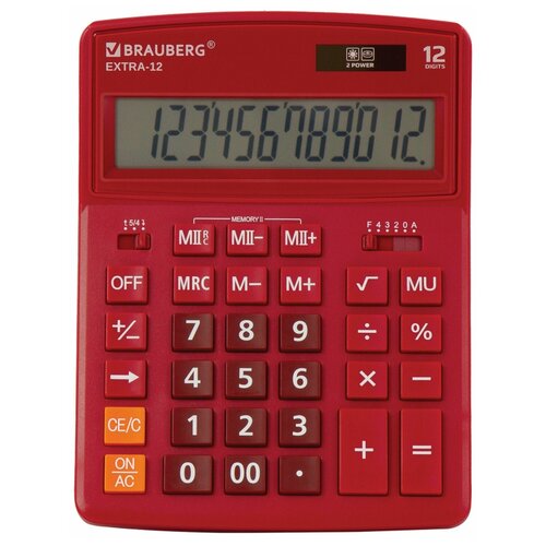 Калькулятор бухгалтерский BRAUBERG Extra-12, бордовый, 3 шт.