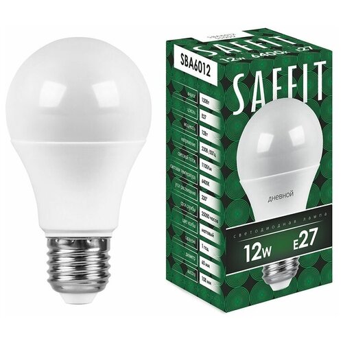 Лампа светодиодная SAFFIT SBA6012 Шар E27 12W 6400K 55009 (упаковка 10 шт)