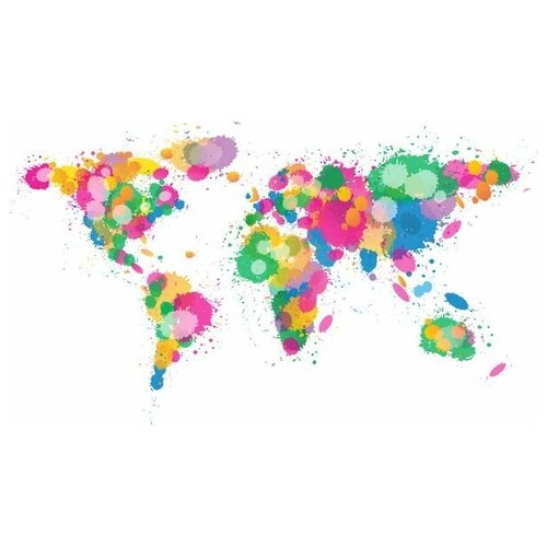 Постер на холсте Карта мира в красках 52см. x 30см.