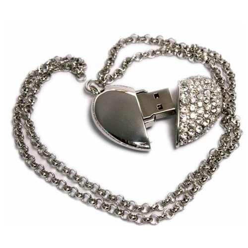 Флешка Сердце со стразами (4 Гб / GB USB 2.0 Серебро/Silver HEART_8 Лучший оригинальный подарок любимой девушке на 8 марта в Москве)