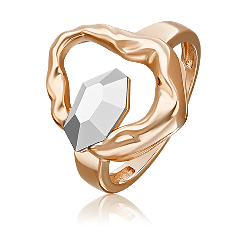Кольцо PLATINA, комбинированное золото, 585 проба, родирование, размер 16, золотой, серебряный
