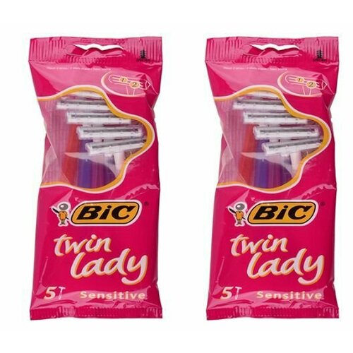 BIC Станок для бритья одноразовый LADY TWIN, 2 лезвия, 5 шт/уп, 2 уп