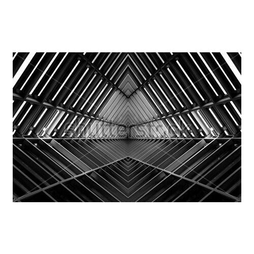 Постер на холсте Геометрическая композиция в архитектуре из металла 46см. x 30см.